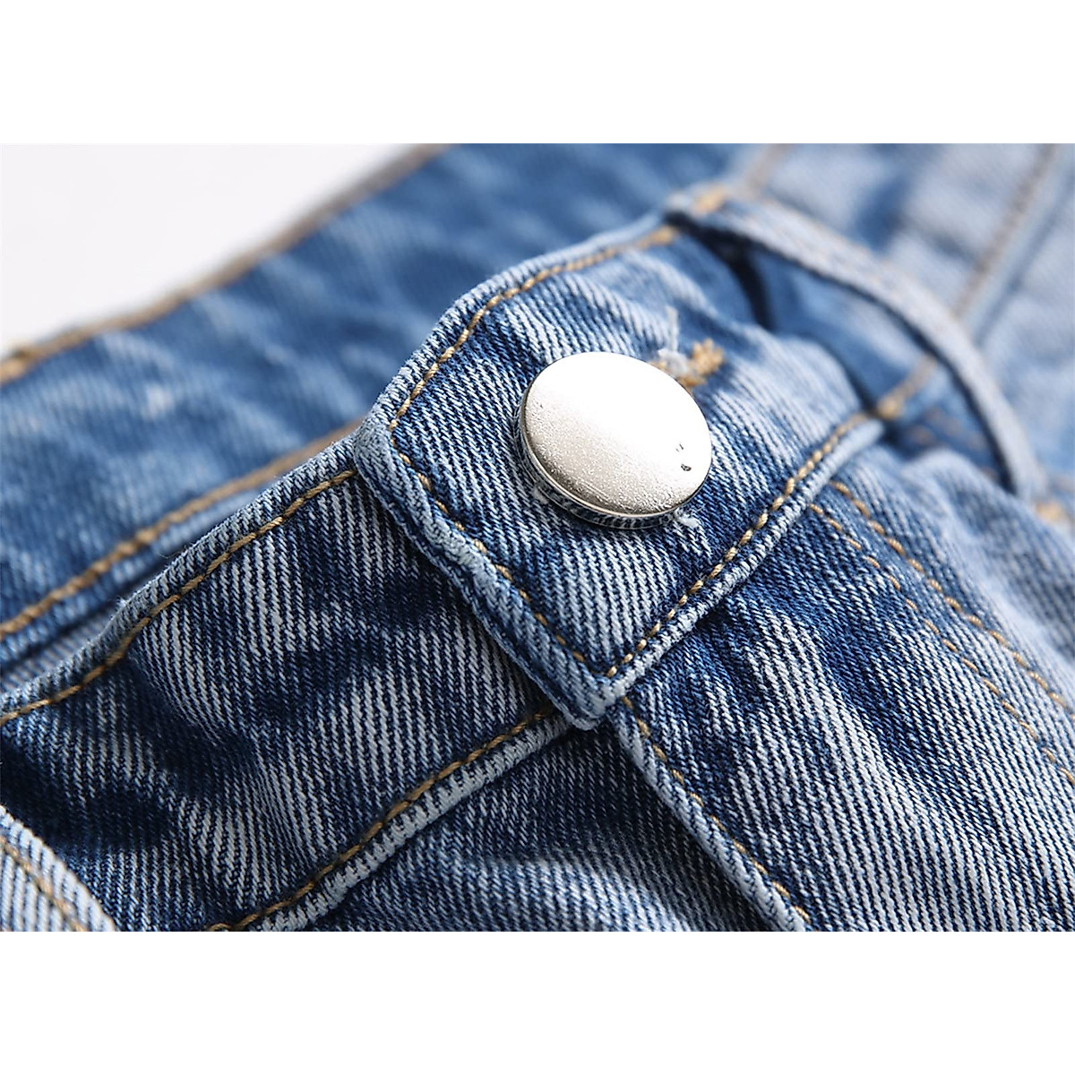 Men's Ripped Distressed Jeans Destroyed Slim Fit Skinny Stretchy Denim Pants Vintage Hip Hop Washed Holes Jean (Light Blue,38)