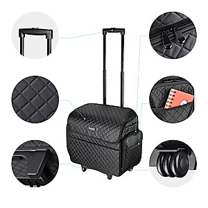 BYOOTIQUE Rolling Makeup Train Case Hairstylist Traveling Bag Carry On Barber Case Suitcase with Adjustable Dividers Cosmetic Bag with wheels for Hairdressing Tool Organizer Makeup Salon Nail