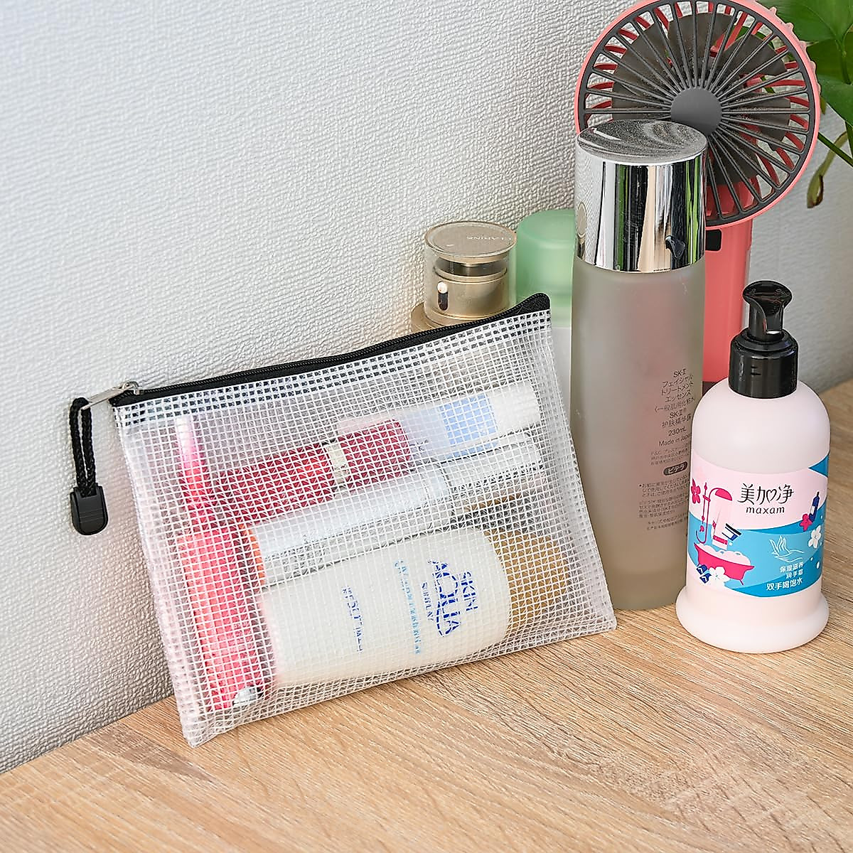 AUSTARK 10 Pcs Zipper File Bags, Waterproof Plastic Mesh Pouch for Office School, Board Game Storage Bags (B6 Size 7.6''x5.3'', White and Black)