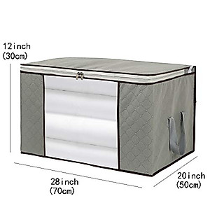 2 Pack Foldable Large Storage Bags 28 x 20 x 12 (L x W x H) inch for Comforter Quilt Blanket Clothes with Clear Window & Handles - Easy to Fit King Size Comforter Set - Closet Under Bed Organizer