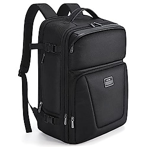 LIGHT FLIGHT Mens Travel Backpack, 36.5L Airline Approved 17.3 inch Laptop Backpack for Weekend Trip, Water-resistant Weekender Backpack for Business, Black