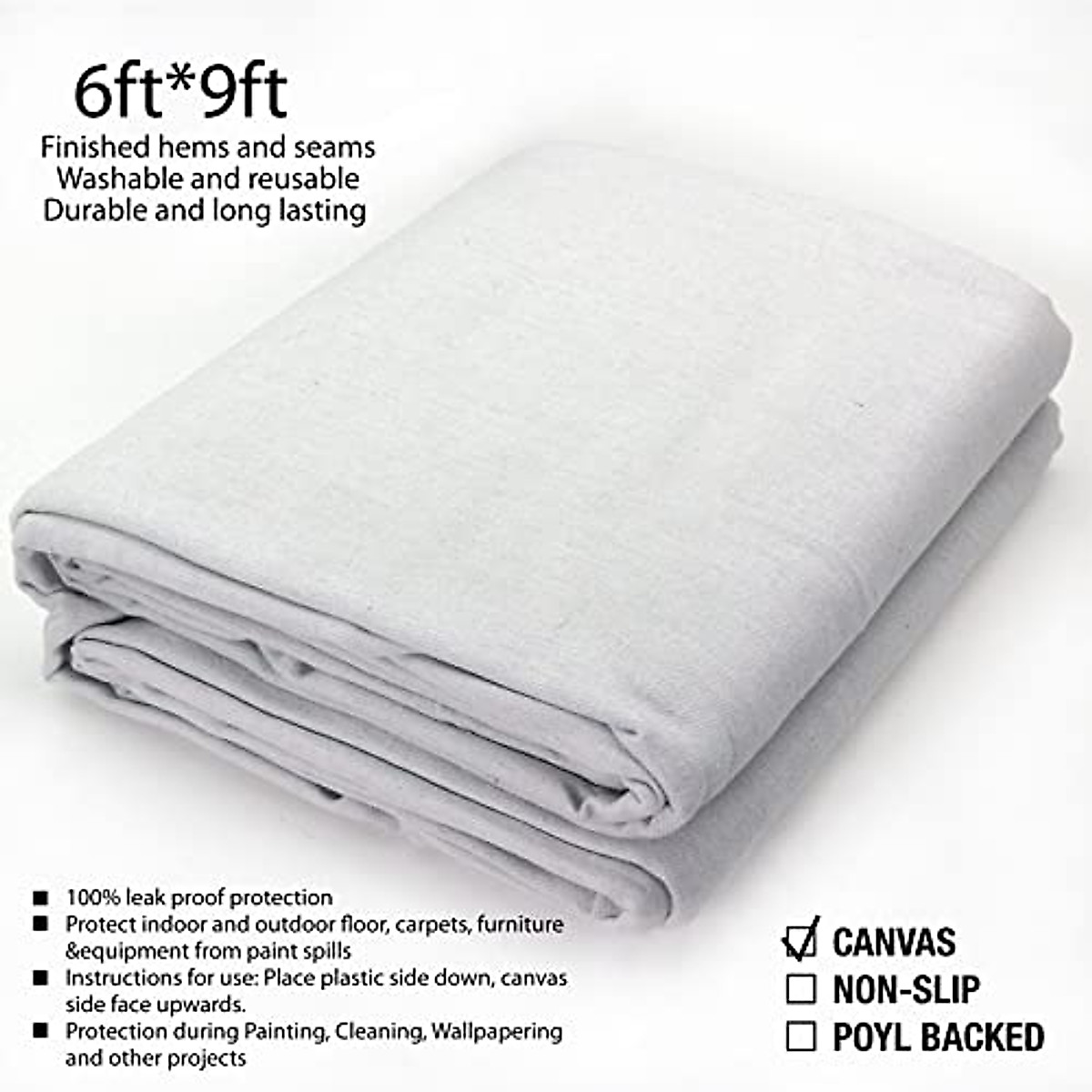 Kingorigin Canvas Drop Cloth 6x9 feet for Painting