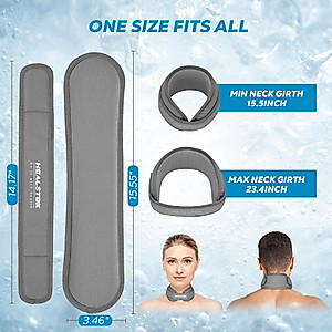 Neck Ice Pack Wrap,Cervical Ice Pack,Cold Compress Ice Packs for Neck Injuries Reusable Cold & Hot Therapy Adjustable Flexible Gel Migraine Ice Head Wrap for Neck Pressure (Grey)
