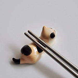 Luxshiny 4pcs Decorative Design Japanese Rest Home Mini Ceramic Chopstick Stand Rests Shape Racks Porcelain Fork Style Cat Chopsticks Rack Spoon Creative Storage Holder Holders