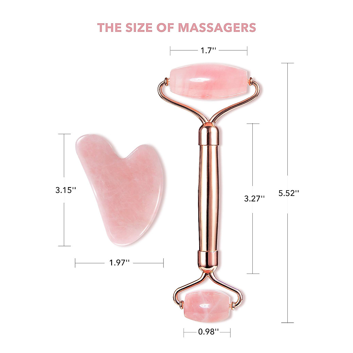 Gua Sha Facial Massage Tools,Rose Quartz Face Roller,Jade Roller for Face,Beauty Face Massager,Eye Massager,Reduce Wrinkles,Lymphatic Drainage,Face Lift.HANABEE Skin Care Sets & Kits (Pink)