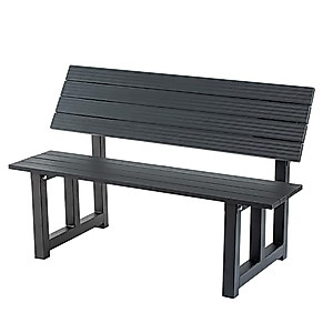 TECSPACE Aluminum Outdoor Convertible Bench Black, Total 400 LBS Load Capacity Bench Light Weight, All-in-one Table & Bench, Multi-Functional Outdoor Bench/Work Table for Park Garden, Patio and Lounge