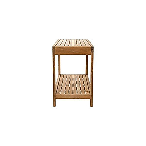 NORDIC STYLE TEAK Wood Shower Stool and Spa Bench with Shelf, Teak Shower Bench for Indoor and Outdoor Use, Teak Storage Bench, Teakwood Shower Bench, Natural Teak Finish, 35"