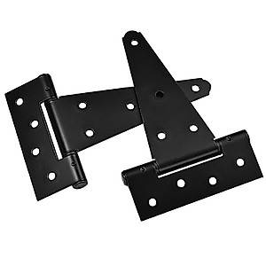 SANKINS 6 Inch T-Strap Shed Door Hinges Heavy Duty,Black Tee Hinge for Wooden Fences,Yard Door,Barn Door Gates, Wrought Hardware Rustproof,2Pack/Set