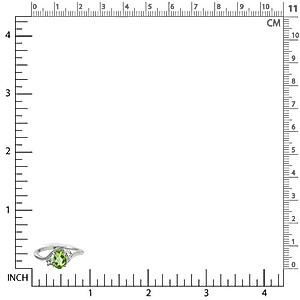 Silvershake 1.24ct. Natural Peridot and White Topaz 925 Sterling Silver Engagement Ring Size 6