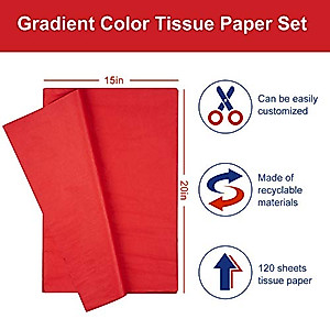 Whaline 120 Sheet Tissue Paper Crepe Paper White Blue Red Gift Wrapping Paper American Flag Colors Wrap Tissue Paper Independence Day Paper for July Veterans Day Art Crafts 4th of, 15 x 20 Inch