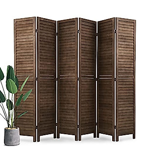 Room Divider 6 Panels, 5.75FT Wooden Room Divider Wall Folding Privacy Screens Freestanding Partition for Home Office Bedroom