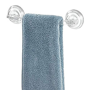 iDesign 52620 Plastic Power Lock Suction Towel Bar, Holder for Bathroom, Kitchen, Laundry Room, Mudroom, 11.2" x 5.65" x 2.35", Clear