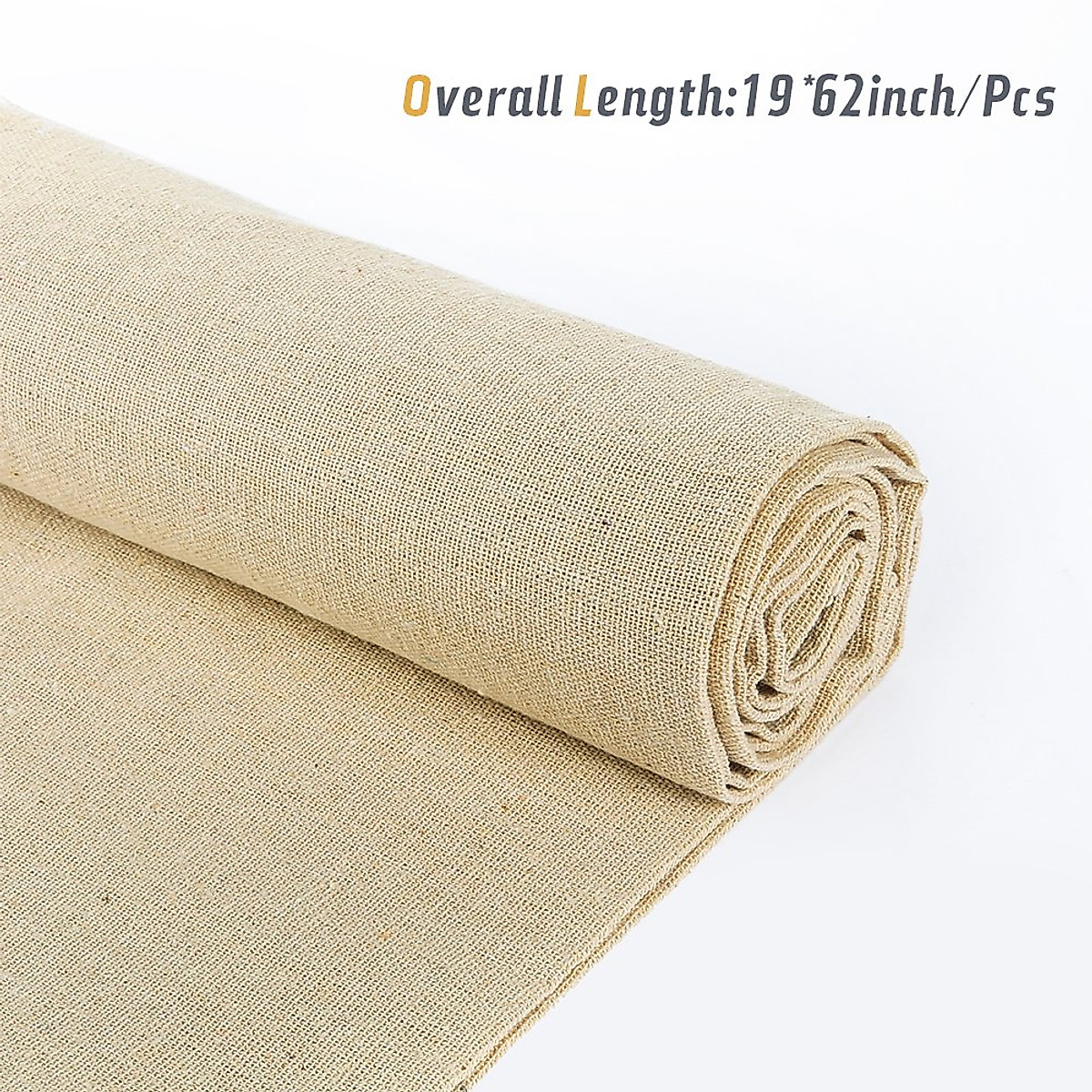 Caydo 3 Pieces Large Size Linen Needlework Fabric for Garment Craft, Flower Pot Decoration and Tablecloth, 62 by 19 Inch