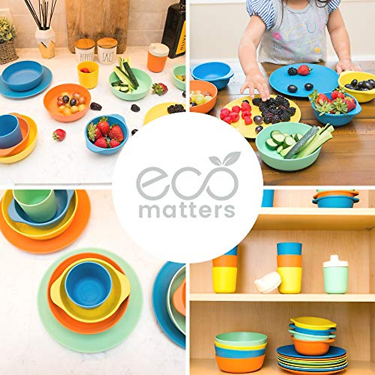ecomatters ECO MATTERS【Microwave Safe】 Bamboo Snack Cups for Toddlers - 4 pc Set (10 oz) - Best Eco Friendly Bamboo Snack Bowls for Kids - Dishwasher and Microwave Safe - Natural BPA Free Non Toxic