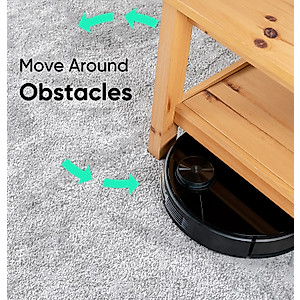 WYZE Lidar Mapping Robot Vacuum, Avoids Obstacles, Wi-Fi Connected, 110min Runtime, Works with Alexa, Multi-Surface Cleaning, Black