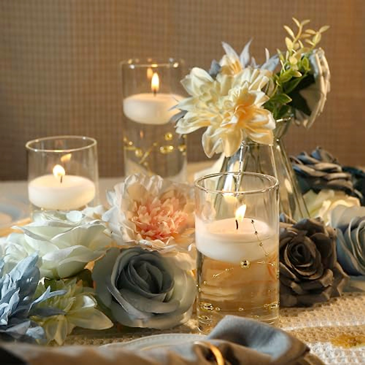 TRIRITE 24pcs 3in White Floating Candles for Centerpieces, Unscented Floating Water Candles for Dinner Candle, Cotton Wick Candlefloating for Wedding & Party Accessory (3in,24pcs)