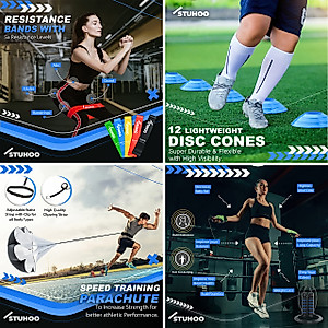 STUHOO Agility Training Equipment Set | Soccer Training Equipment for Kids Youth | Agility Ladder Speed Training Equipment with Bag | Football Training Equipment with Speed Hurdles, Cones for Footwork