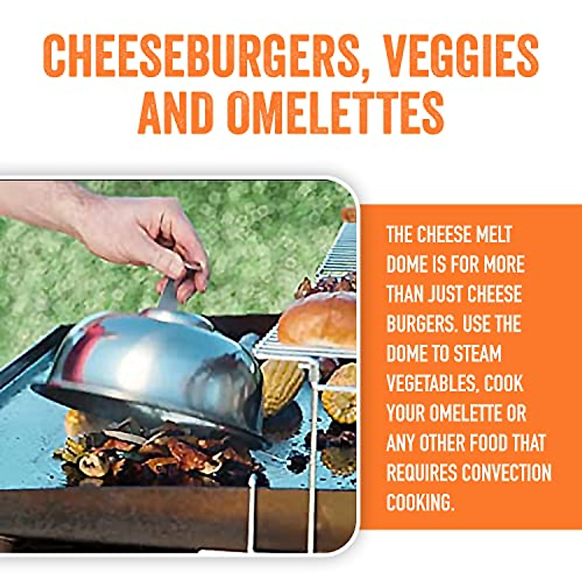 Yukon Glory Cheese Melting Dome With Built-in Thermometer, Stainless Steel Blackstone Griddle Accessories For Flat Top Griddle Grill Indoor / Outdoor, Perfect For Melting Cheese, Steaming and Grilling