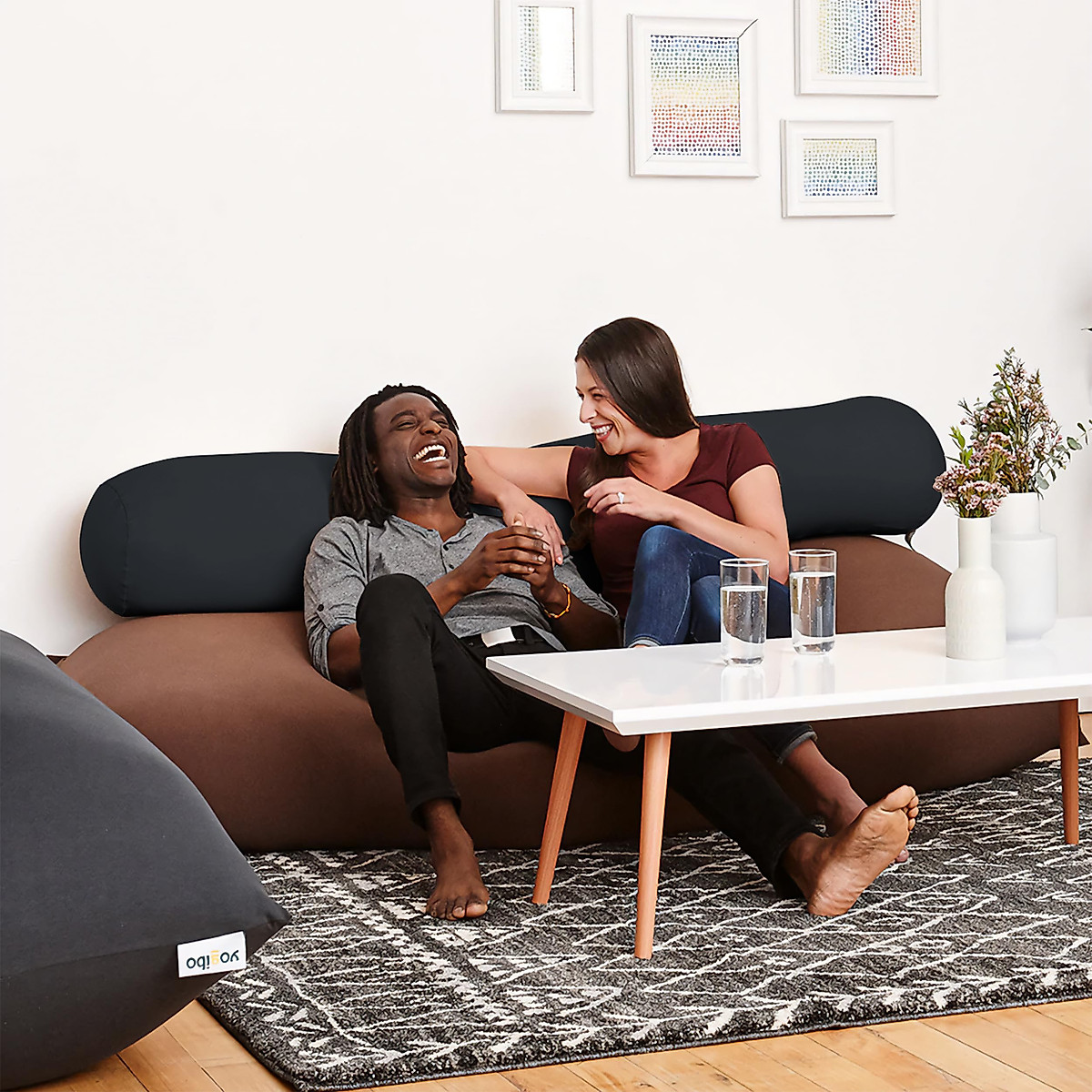 Yogibo Roll Long Full Body Pillow for Women and Men, Adults, for Back, Lumbar, Body Support, Side Sleeper, Maternity, Nursing, Pregnancy for Sleeping, Micro-Bead Filling, Dark Grey