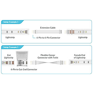 Litcessory Flexible Corner Connector/Extension Cable for Philips Hue Lightstrip Plus (2in, 4 Pack, White - Micro 6-PIN V4)