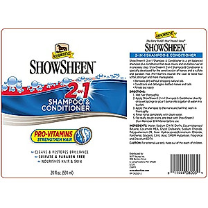 Absorbine ShowSheen 2-in-1 Shampoo & Conditioner, Sulfate and Paraben-Free, 20oz