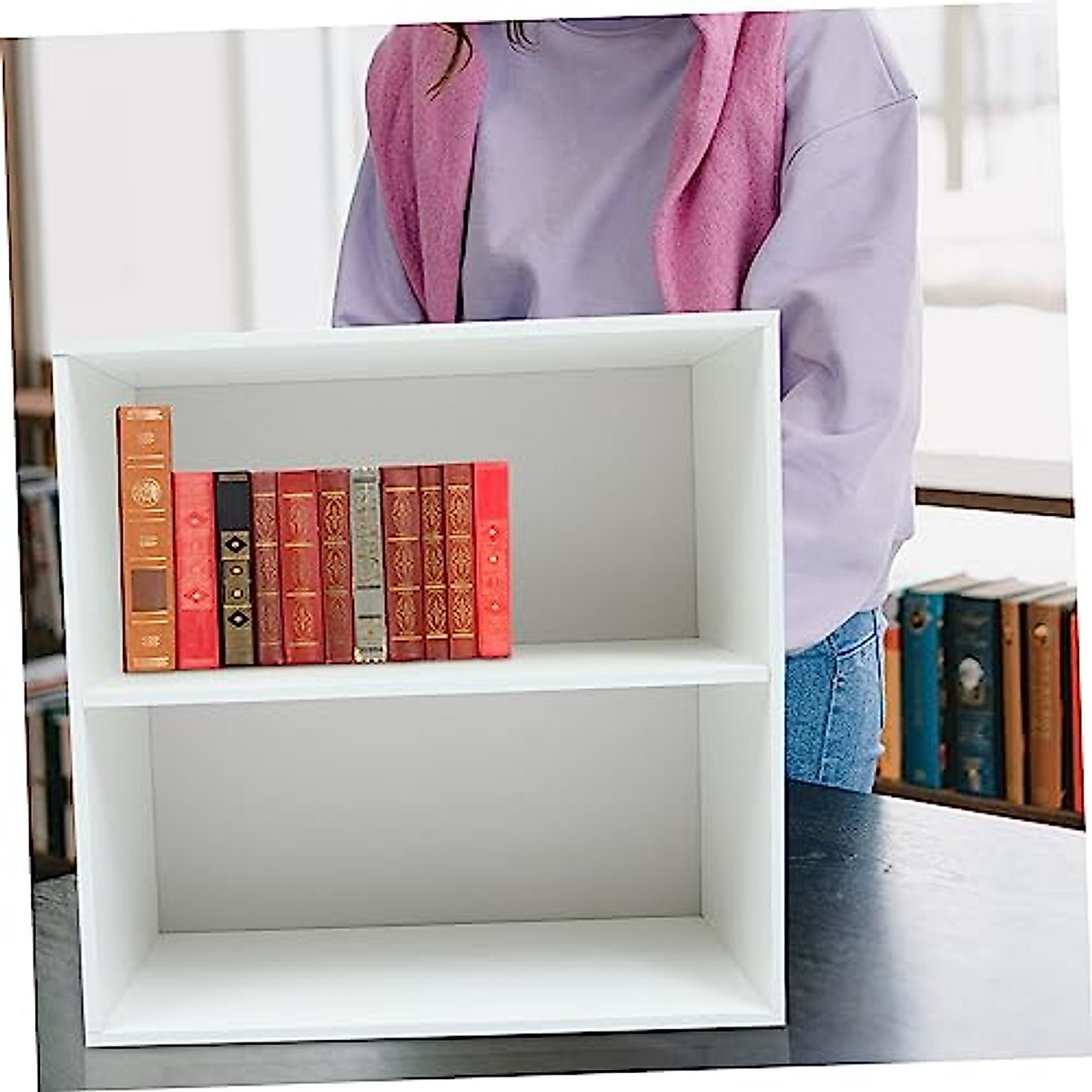 Homoyoyo 1pc Locker White Bookshelf Book Shelves for Office White Bookcase Practical Bookcase Household Bookshelf Floor Bookshelf Earth Tones Storage Rack Lip Gloss White Wood-Based Panel
