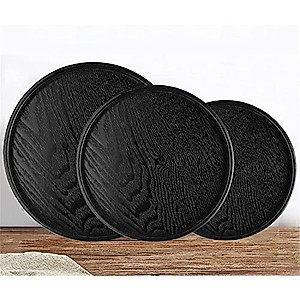 Tyenaza Round Solid Wood Tea Tray Serving Trays for Coffee Snack Food Meals Home Kitchen Restaurant Trays(21cm)