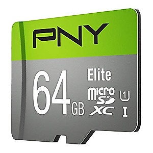 PNY 64GB Elite Class 10 U1 microSDXC Flash Memory Card - 100MB/s, Class 10, U1, Full HD, UHS-I, Micro SD