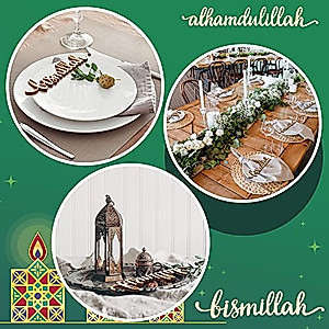 24 Pcs Ramadan Decorations for Table Wood Islamic Decor Mubarak Plate Setting Plate Sign Bismillah Inshallah Alhamdulillah Sign Wooden Letter Eid Tabletop Sign for Home Decorations Gifts Dinner Desk