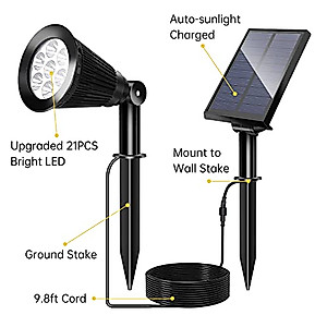 MGKZ Solar Spot Lights Outdoor, Multi-Color Waterproof Solar Landscape Lighting RGB Spotlights Solar Outdoor Lights Halloween Christmas Decoration Lights for Garden Backyard Pool Flag, 2 Pack