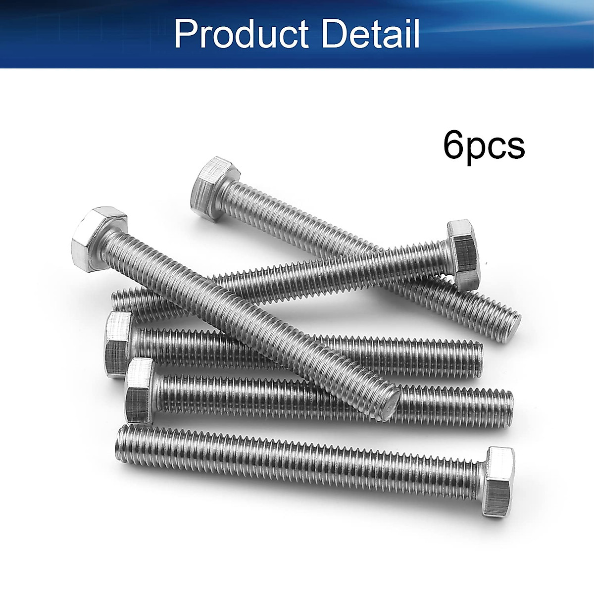 Yinpecly M8x70mm Hex Bolts 304 Stainless Steel Hex Head Bolts Hexagon Screws 6pcs