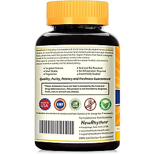 NewRhythm Probiotics 50 Billion CFU 20 Strains, 60 Veggie Capsules, Targeted Release Technology, Stomach Acid Resistant, No Need for Refrigeration, Non-GMO, Gluten Free