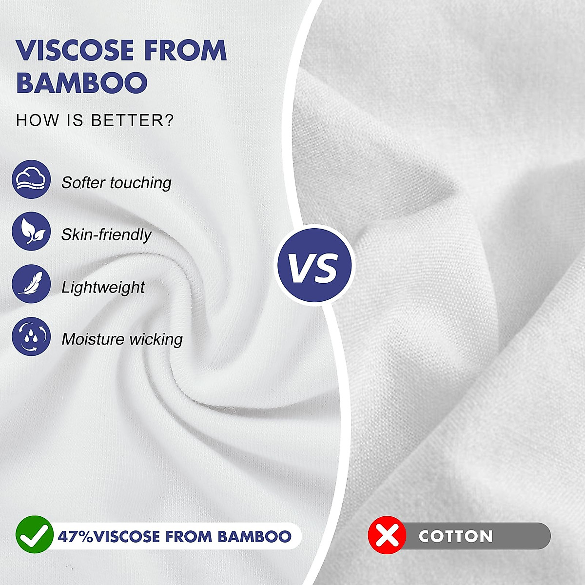 BAMBOO COOL Men's Undershirt Moisture-Wicking T-Shirts Stretch Crewneck Soft Tees for Men,3 Pack(2XL)