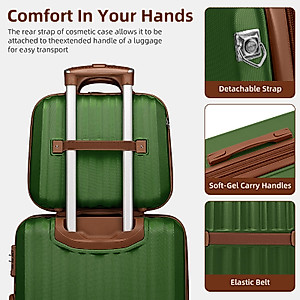 LARVENDER Luggage Sets 6 Piece, Expandable Hardside Suitcase Set Carry on Luggage with Spinner Wheels, Lightweight Travel Luggage Set with TSA Locks for Men and Women, Green