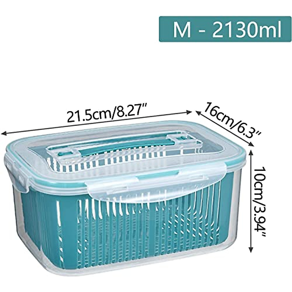 QBOMB Fruit Storage Containers for Fridge, Produce Saver Vegetable Container with Drain Colanders Fridge Organizer Case with Removable Drain Plate, Stackable Refrigerator Food Grade Safe,M