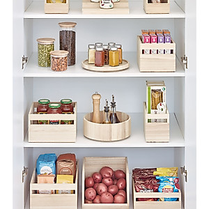 iDesign Renewable Paulownia Wood Collection Open Front Storage Bin, 11.46" x 8" x 10", Natural (Pack of 2)