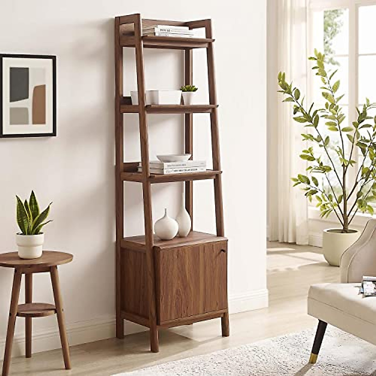 Modway 21" Bookshelf Display Case in Walnut