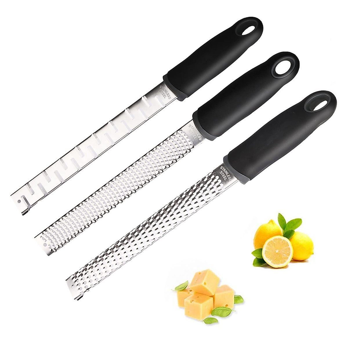 esLife Grater for Kitchen, 3 Pack Zester Stainless Steel, Kitchen Tool for Cheese, Lemon,chocolate, Ginger, Potato, Vegetable & Fruit
