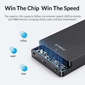 ORICO Hard Drive Enclosure 2.5'' Type C USB 3.1 Gen 1 to SATA 6Gbps External HDD Enclosure for SATA III SSD HDD 9.5/7mm External Hard Drive Case Compatible with PC, Laptop, TV, PS4, Xbox