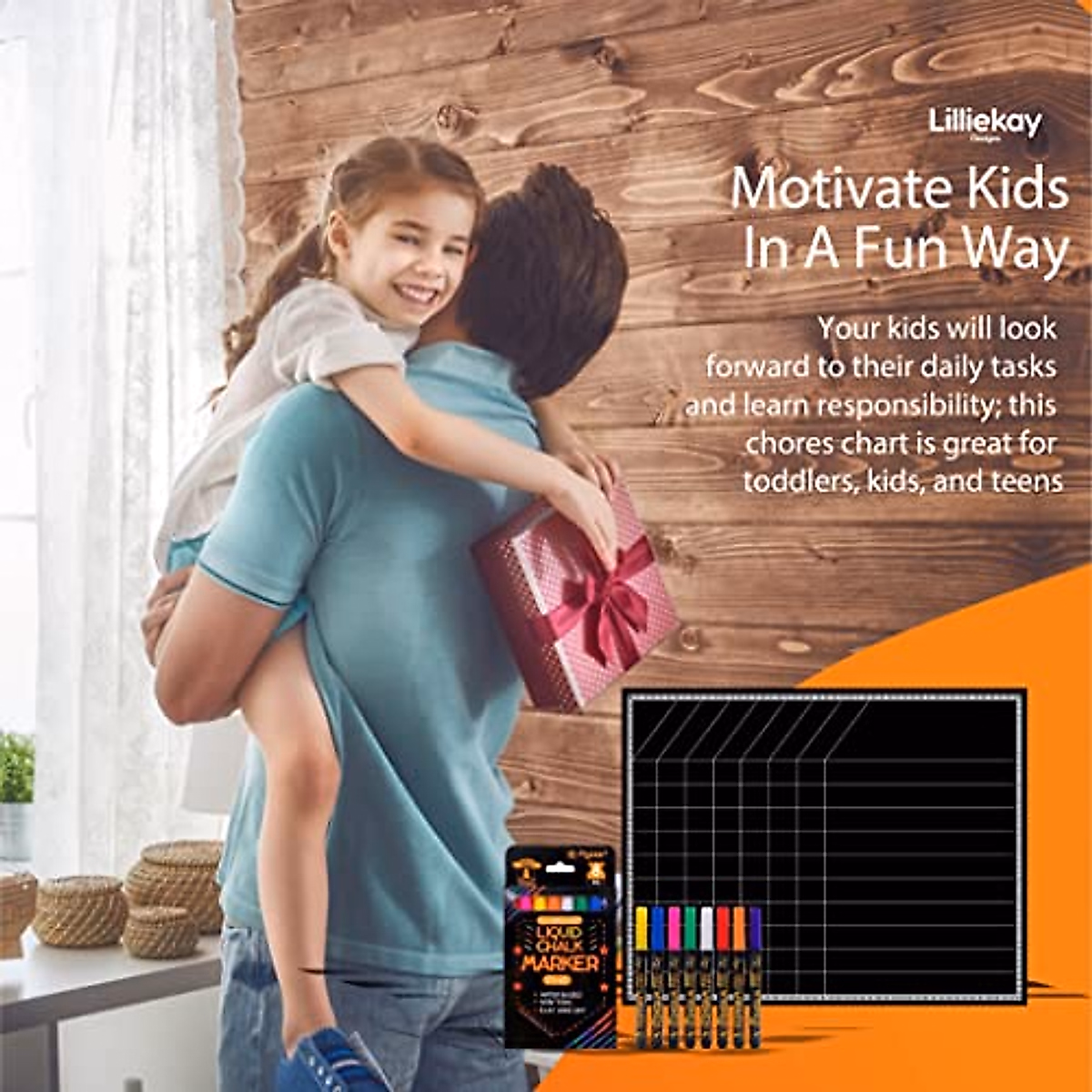 Chore Board | with 8 Pack Vibrant Liquid Chalk Markers | 12x17 Magnetic Dry Erase Chore Chart Reward Chart for Kids and Adults | Chore Chart for Kids Multiple Kids