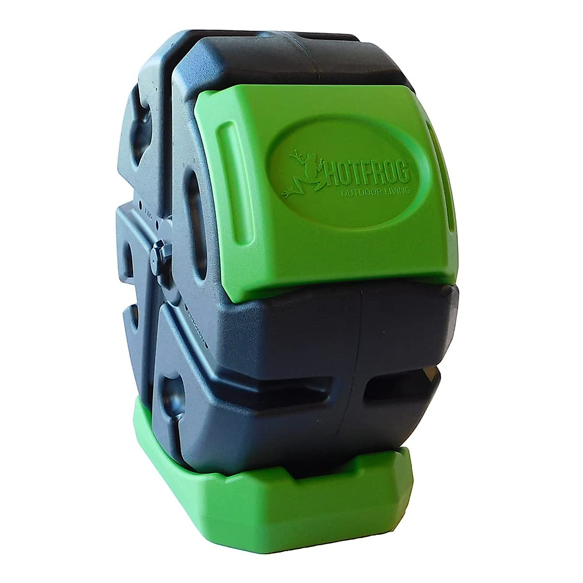 FCMP Outdoor Half Size Rolling 19-Gallon Single Chamber Batch Tumbling Composter - Outdoor Rotating Garden Compost Bin, Black & Green