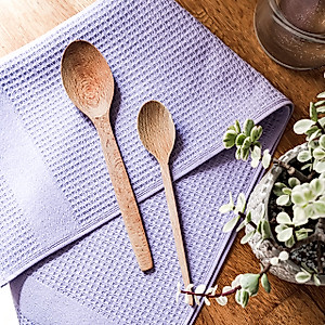 Luzia Lavender Love Kitchen Towels; Stylish and Absorbent - Waffle Weave Embroidered Dish Towels Turkish Cotton - Set of Three, White and Lavender Color