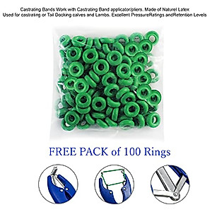 Bloodless Animal Elastrator Castration or Tail Docker Pliers Plastic & Free 100 pcs Elastic Bands (animal only)