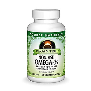 Source Naturals Vegan True, Non-Fish Omega-3s, EPA-DHA Supports Heart and Brain Health*, 300 mg - 30 Vegan Softgels
