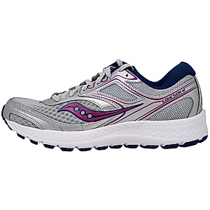 Saucony Women's VERSAFOAM Cohesion 12 Grey/Navy/Purple Road Running Shoe 8 Medium US
