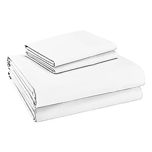 Purity Home 300 Thread Count Organic 100% Cotton Percale Sheet Set, Full White with Elasticized Deep Pockets Eco-Friendly & Breathable, Cooling Bed Sheets, 4 Piece Bedding Sheets Full Size Bed