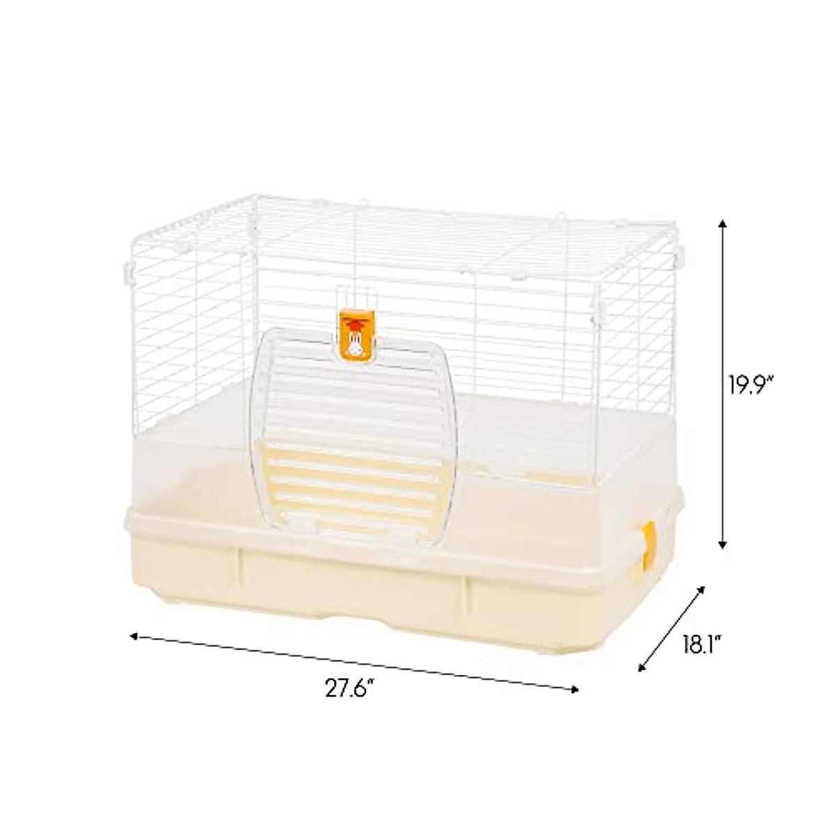 IRIS USA Small Wire Animal House with Top Access, Easy to Clean Cage with Wide Access Drop Down Door for Small-Sized Pets Animals Rabbits Guinea Pigs Rats, Ivory