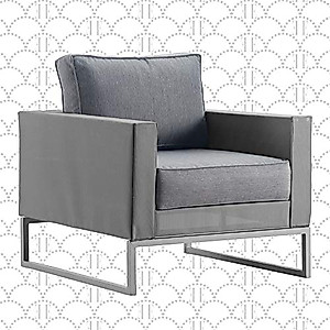 Elle Decor Tropez Mesh Outdoor Patio Furniture Collection with Metal Frame Arm Chair, Gray
