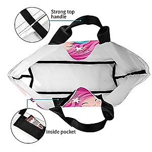 Famame Cute Mermaid Girl Canvas Tote Bag Large Women Casual Shoulder Bag Handbag Reusable Multipurpose Shopping Grocery Bag For Outdoors