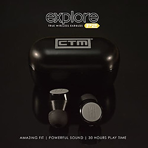 CTM Explore P2 True Wireless Earbuds | Bluetooth 5.0 Button Controls & Magnetic Charging Case | IPX6 Earphones | Sports Headset | Built-in Mic | by Clear Tune Monitors